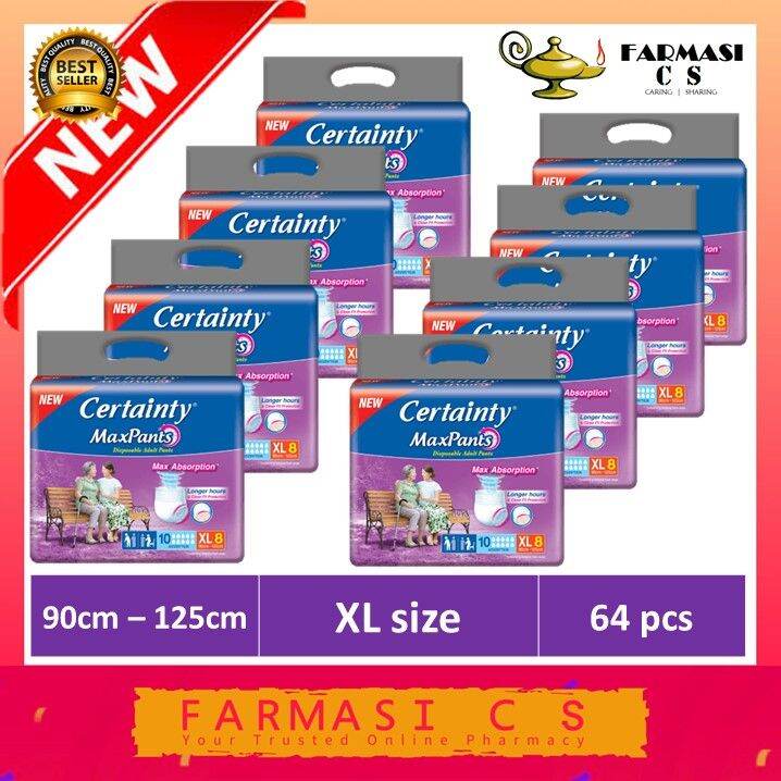 Certainty Maxpants Disposable Adult Pants XL Size 64 pieces - one carton [ max pants / max ...