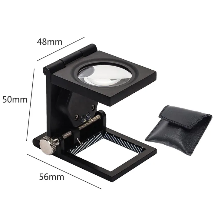 AUBTOOL Table Pocket Magnifier with 2 LED Illuminate 10X Folding ...