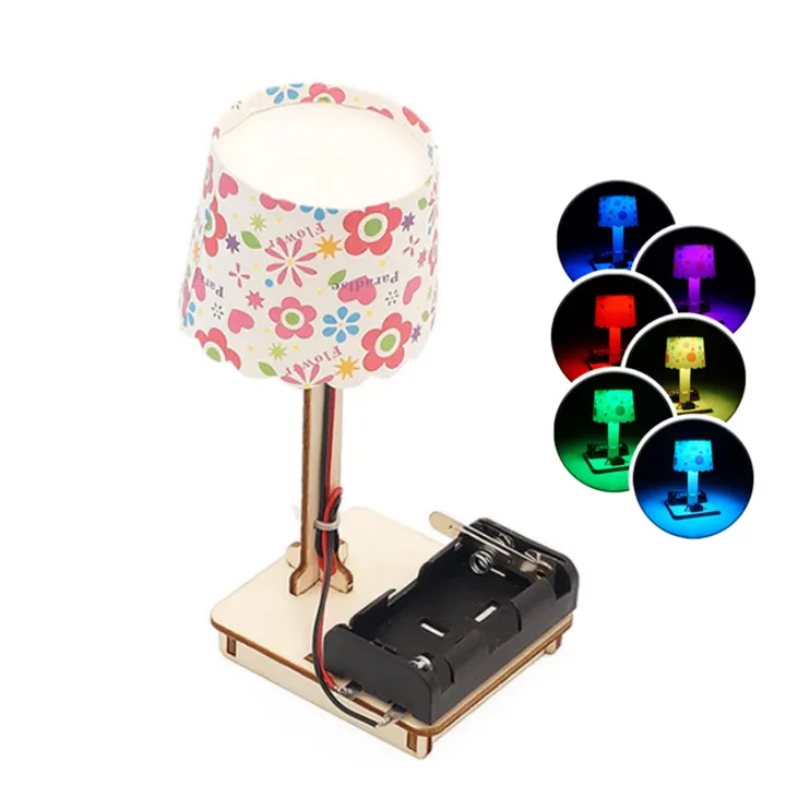 Kid Science Experiment Kits DIY Wooden Mini Table Lamp Handmade ...