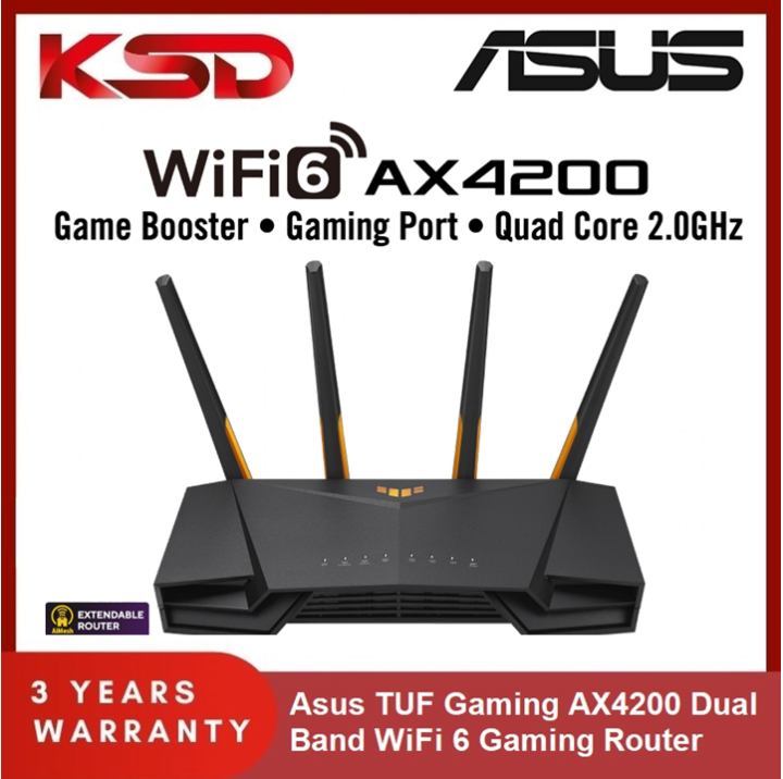 Asus TUF Gaming AX4200 Dual Band WiFi 6 Gaming Router with Mobile Game ...