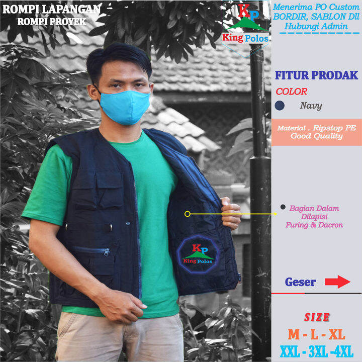 (COD) ROMPI PROYEK SAKU VARIASI WARNA BLUE BLACK | VEST MOTOR GOJEK ...
