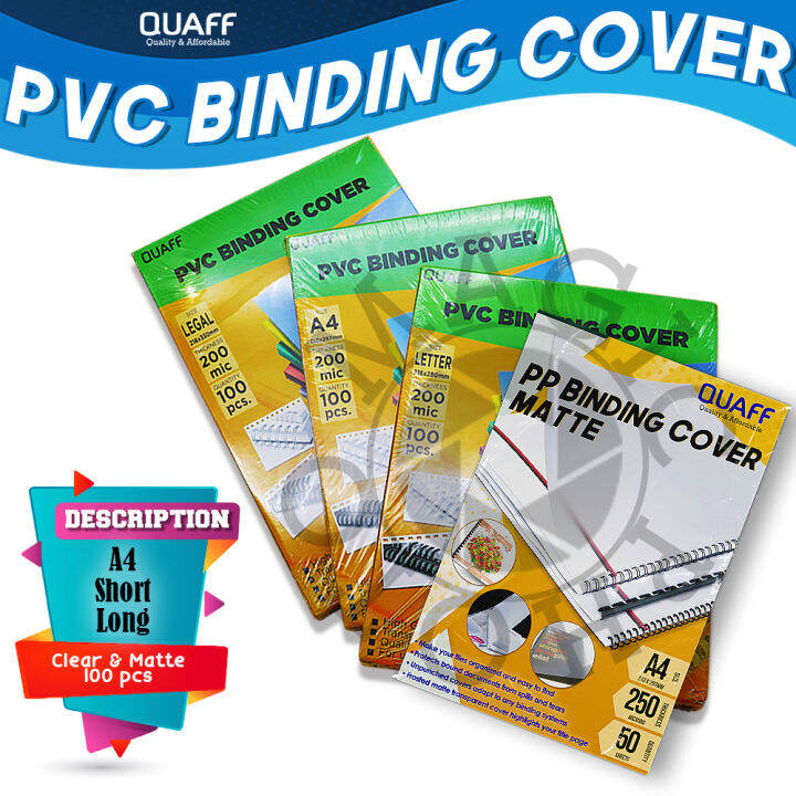 PVC Binding Cover 200micron Short | A4 | Long (100/pack) | PP Frosted Matte Binding Cover A4 ...