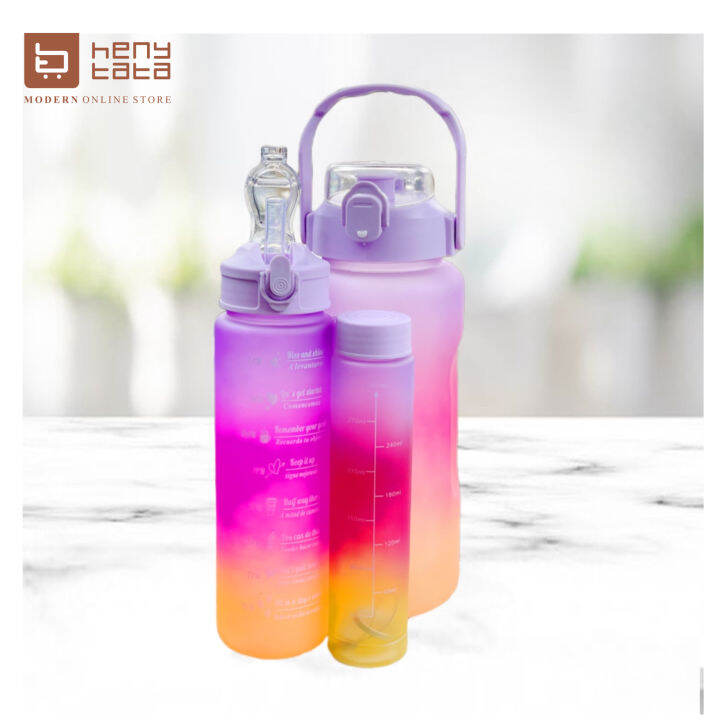 Botol Viral Beranak 3 in 1 Botol Minum Anak Warna Gradasi Botol Pelangi ...