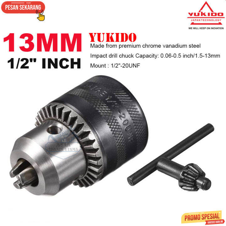 Kepala Chuck 13 mm 1/2" inch Perkakas Bor Tangan - Drill Chuck Yukido ...