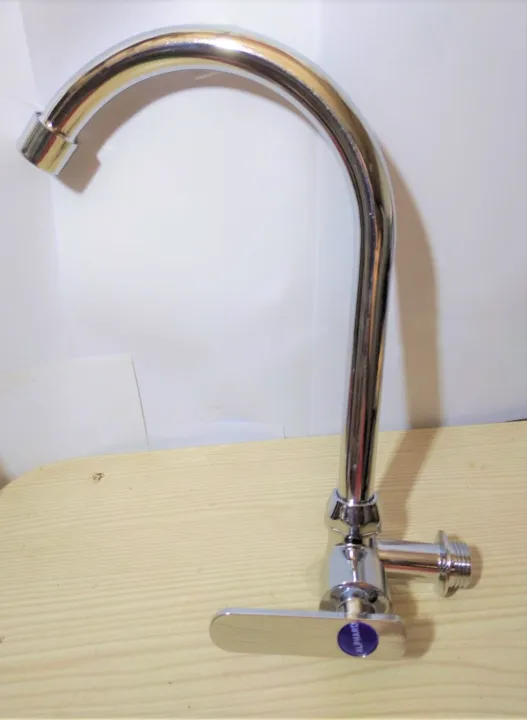 kran wastafel cuci piring pipa tembok bahan stainless ukuran 1/2 inch ...