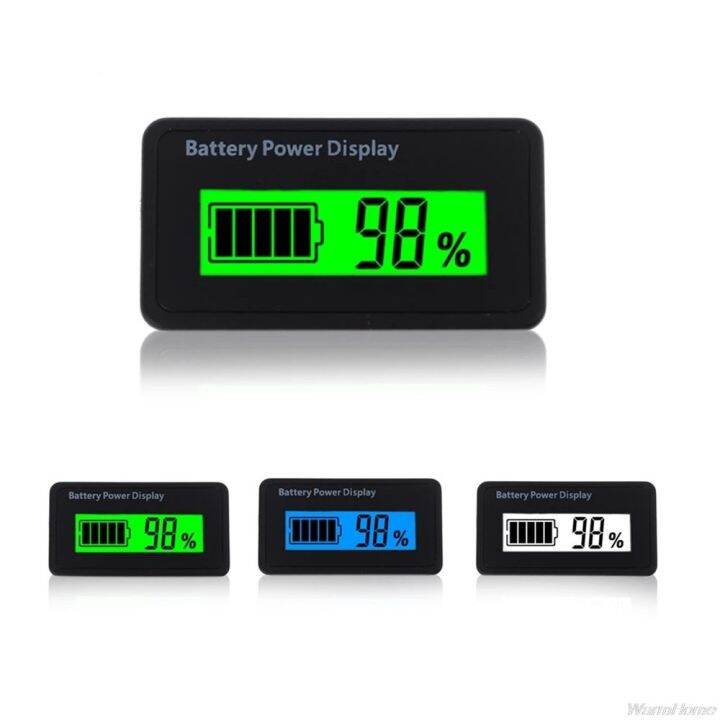 JIJES 12V 24V 48V Measurement Digital Display Voltage Meter Battery Monitor Battery Status Lead ...