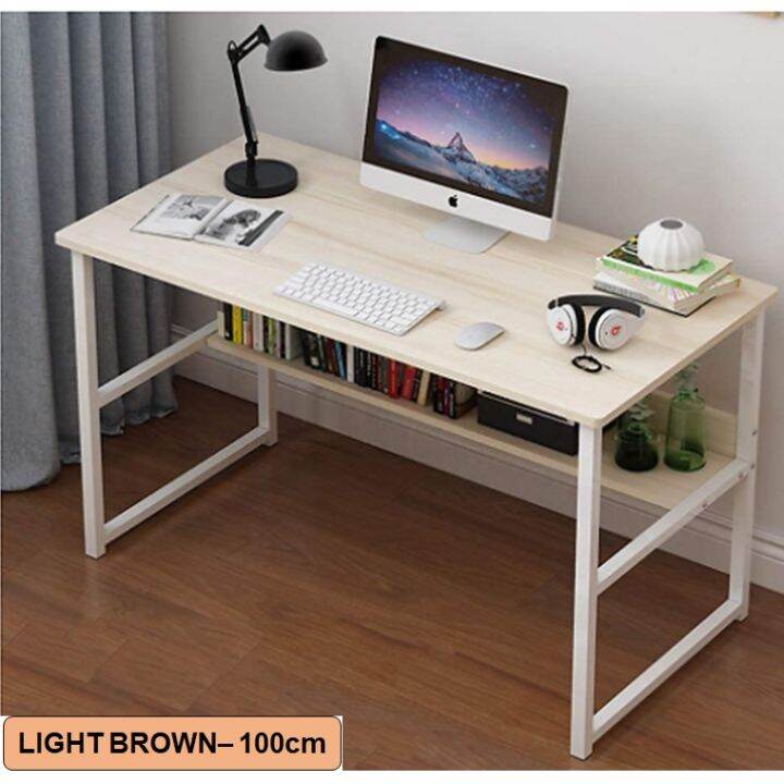 Simple Wooden Computer Desk with Storage Rack Laptop Desk Simple ...
