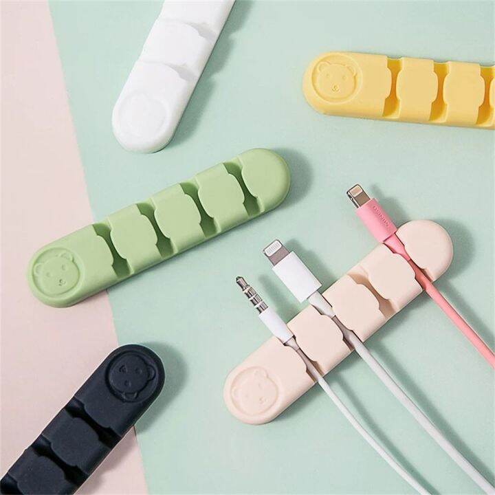 WUPU6 Home Cute Mouse Silicone Cable Holder Desktop Tidy USB Cable ...