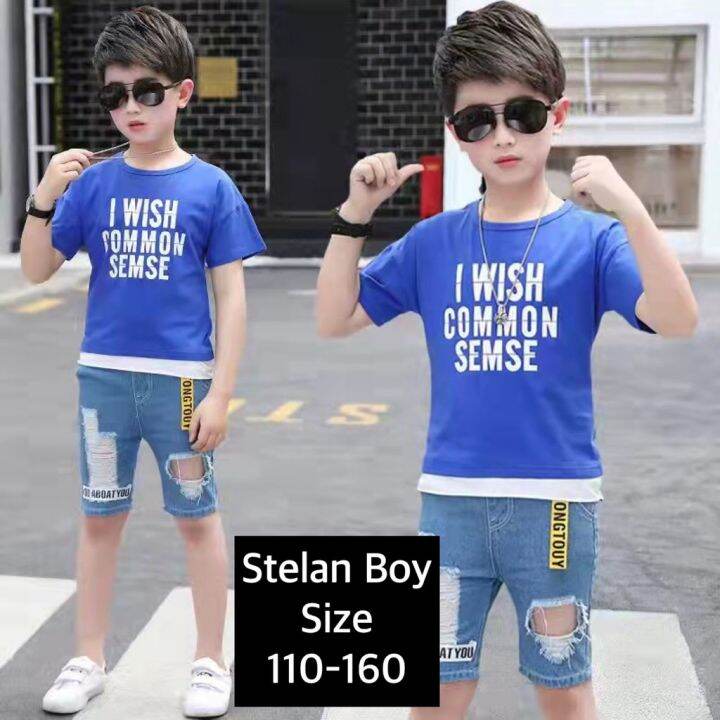 (LOLI-JKT) BOY-56 STELAN ANAK COWOK BIRU I WISH COMMON SEMSE SIZE 110-160 | Lazada Indonesia