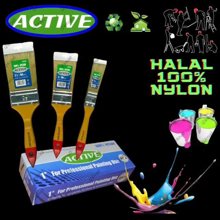 Nylon Paint Brush Wall Painting Berus Cat Nilon 漆刷 漆扫 1" 1.5" 2" 2.5" 3 ...