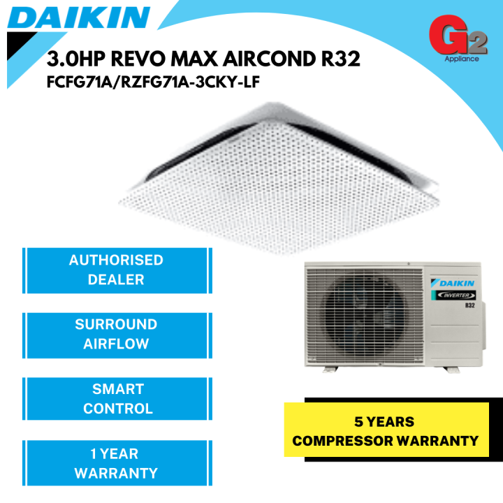 DAIKIN 3.0HP PREMIUM CASSETTE REVO MAX [INVERTER] FCFG71A/RZFG71A-3CKY ...