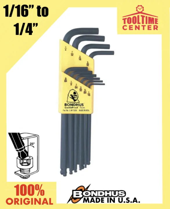 10 pc. Bondhus Ball Point Long Arm Hex Key Allen Wrench Set in Plastic ...