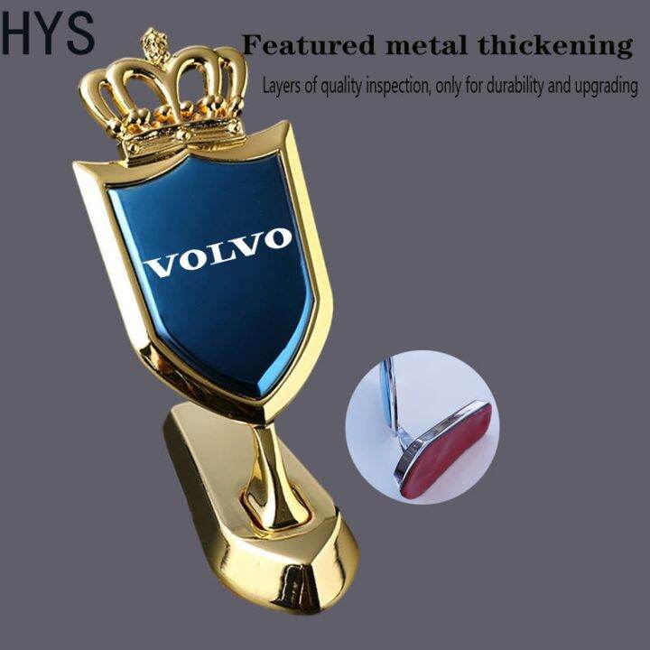 HYS 1 Piece 3D Metal Car Front Hood Emblem Sticker Modified Gold Crown ...