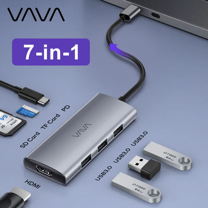 VAVA 7-In-1 USB-C ฮับ3 USB 3.0 4พัน USB C เพื่อ HDMI 100วัตต์ PD ชาร์จสำหรับ P RO D Ock สถานี S ...