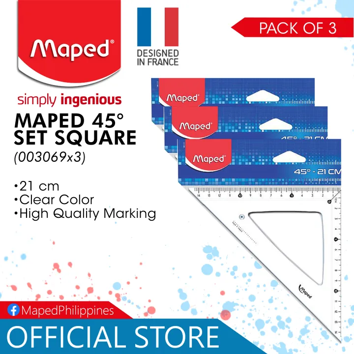 MAPED 45° Set Square | 21cm | 146123 | Pack of 3 | Lazada PH