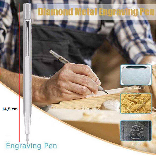 Pena Ukir Tungsten Carbide Metal Tip Penggores Besi Kaca Keramik Kayu ...