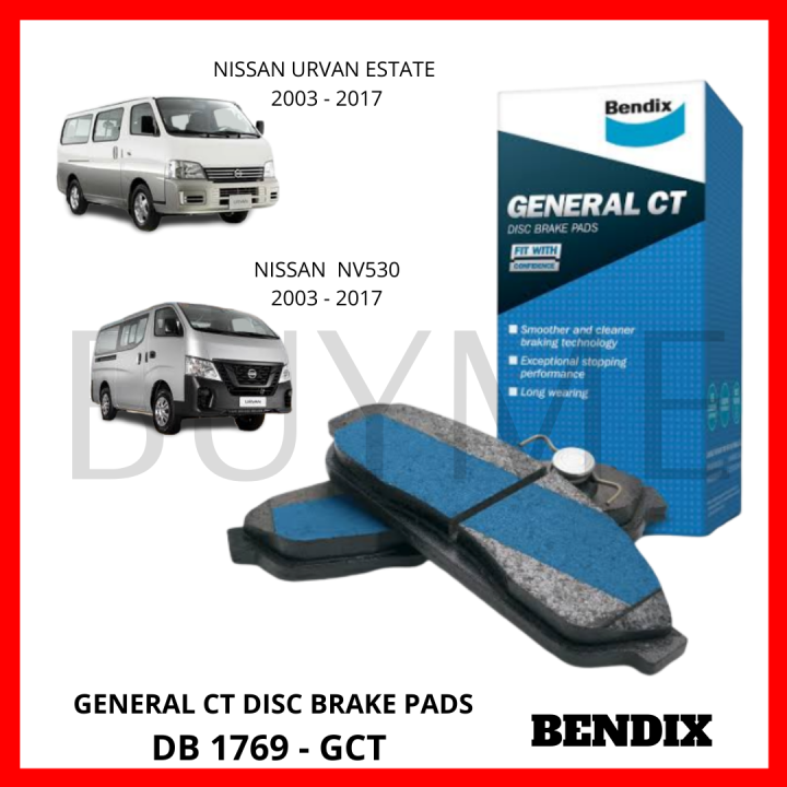 Bendix Brake Pad Front for Nissan URVAN ESTATE & Nissan NV350 2003-2017 (DB-1769 GCT) | Lazada PH