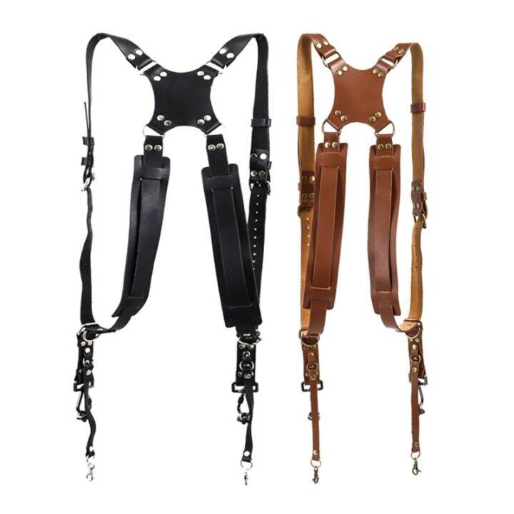 Camera Strap Leather Double Shoulder Strap Dslr Camera Harness Easy ...