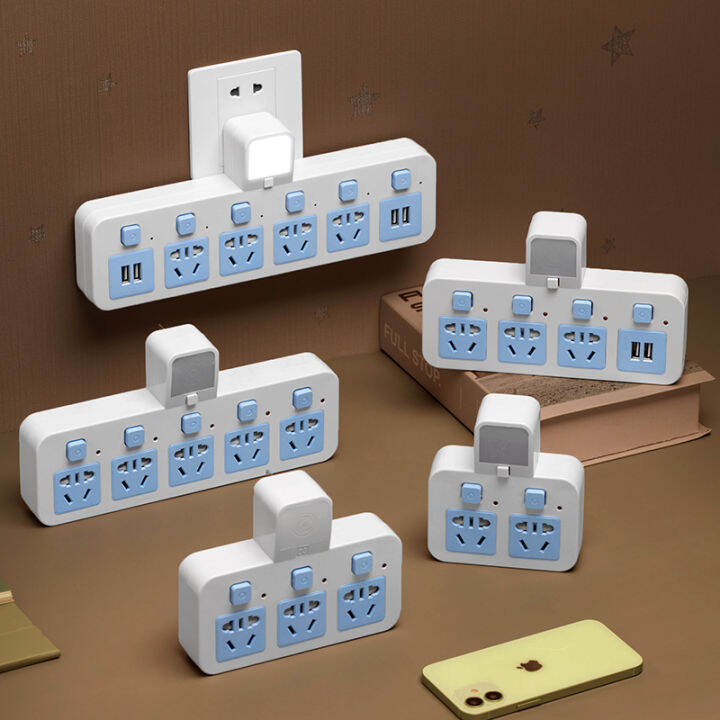 Multi-hole usb plug-in long-line multi-functional creative socket ...