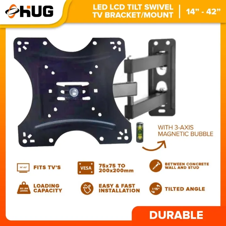 Hug 14''-42'' Led Lcd Tilt Swivel TV Wall Mount / Wall Bracket | Lazada PH