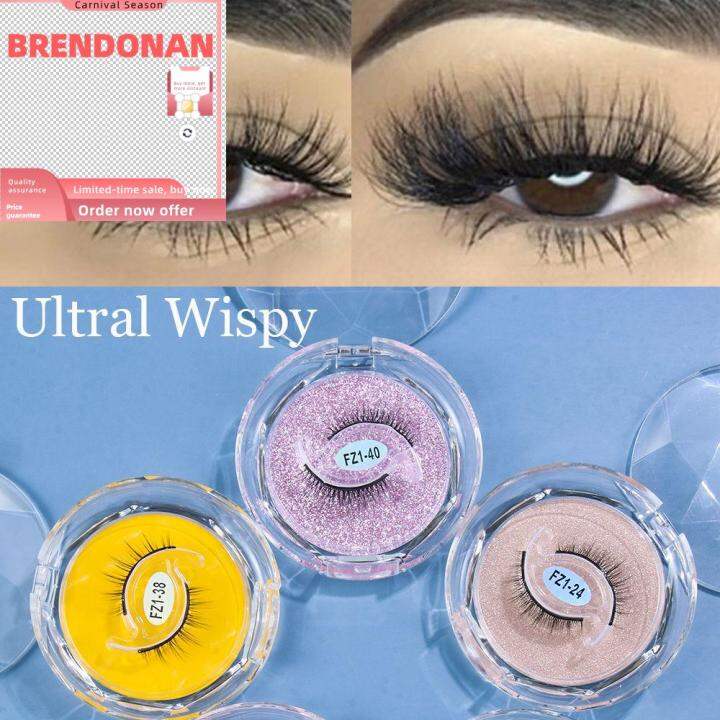 BRENDONAN Peralatan Rias แฟชั่นสำหรับผู้หญิงปิดตา1คู่ขนตาปลอมขนฟูธรรมชาติแบบติดเองปราศจากกาว Wi ...
