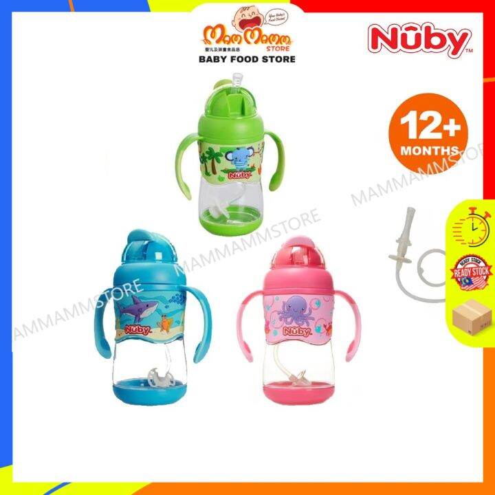 Nuby Tritan Flip- It With 3D Vinyl Wrap With Weighted Straw 400ml for 12 months+ | Lazada