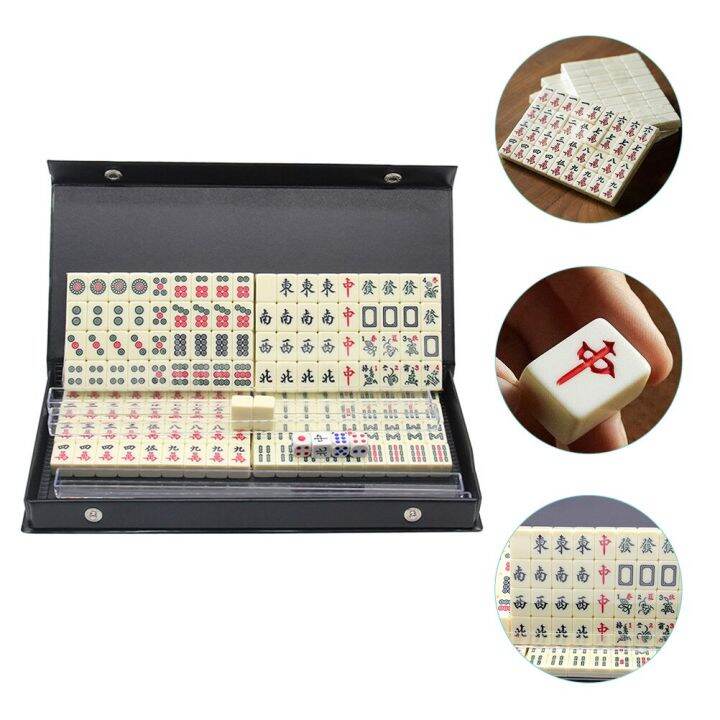 Mahjong Set Travel Game Mini Portable Chinese Sets Board Supplies Tiles ...