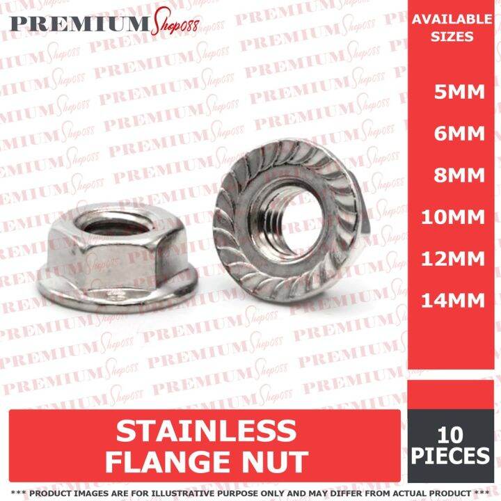 10pcs Stainless Steel Flange Nut M5 M6 M8 M10 5MM 6MM 8MM 10MM 12MM ...