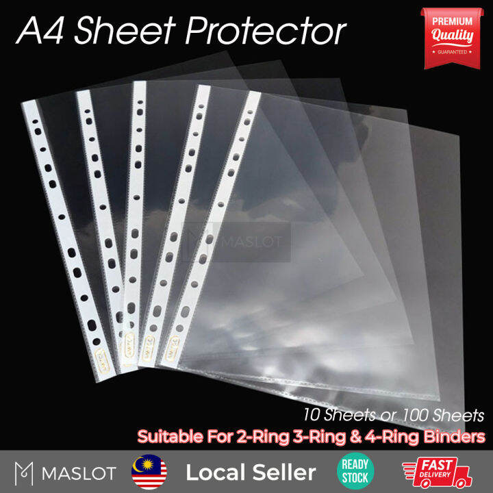 A4 Clear Sheet Protector Durable Thickness 11 Strong Hold Holes Office ...