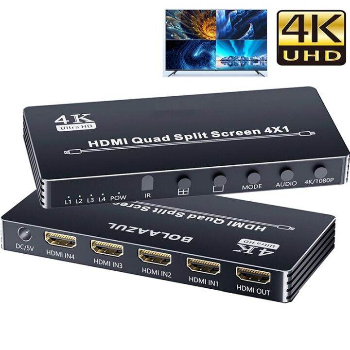 4k Hdmi Multiviewer 4x1 Hdmi Quad Screen Multi Viewer 4 In 1 Out 1080p