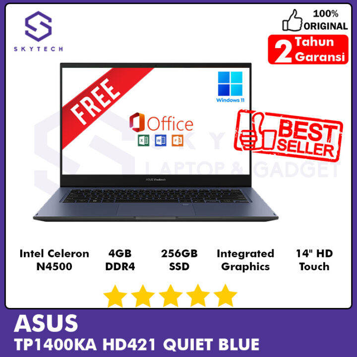 LAPTOP ASUS VIVOBOOK GO TP1400KA HD421 INTEL CELERON N4500 RAM 4GB SSD ...