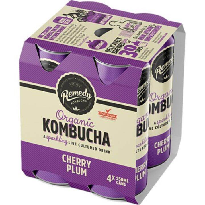 Remedy Kombucha Cherry Plum 4-Pack★1-2 days delivery | Lazada PH