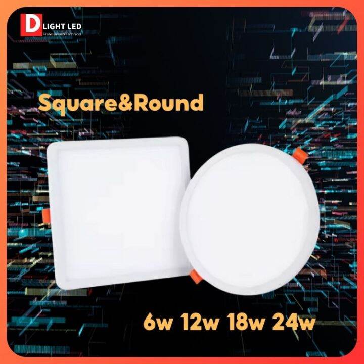 DL LED Pin Light Round / Square Recessed Slim Panel Ceiling Light 2 ...