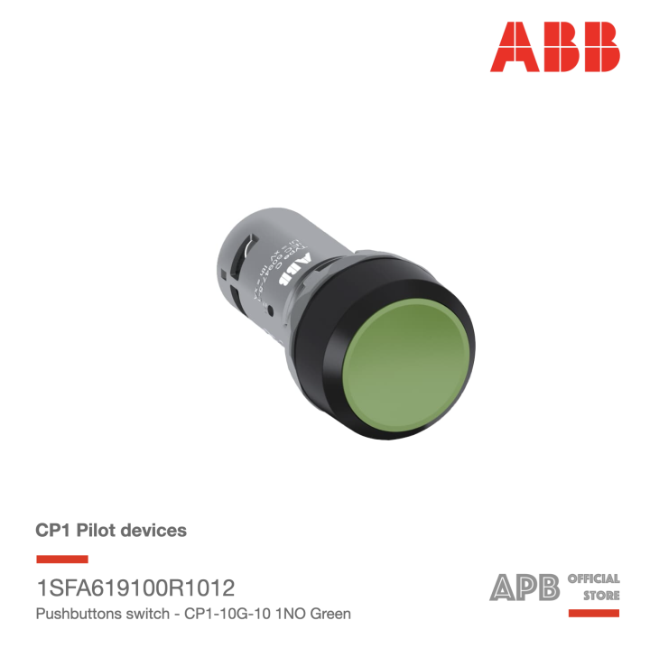 ABB CP1-10G-10 สวิตช์ปุ่มกด 22mm, ABB Pushbuttons switch 22mm 1NO Green | Lazada.co.th