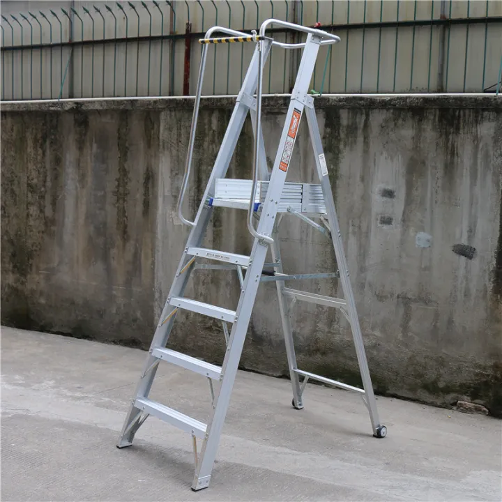 Safety fence platform ladder, herringbone handrail ladder, folding ...