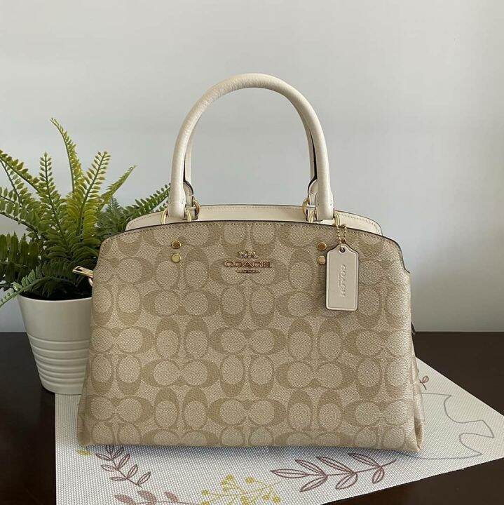 Coach 91495 Lillie Carryall in Light Khaki Signature Coated Canvas and ...