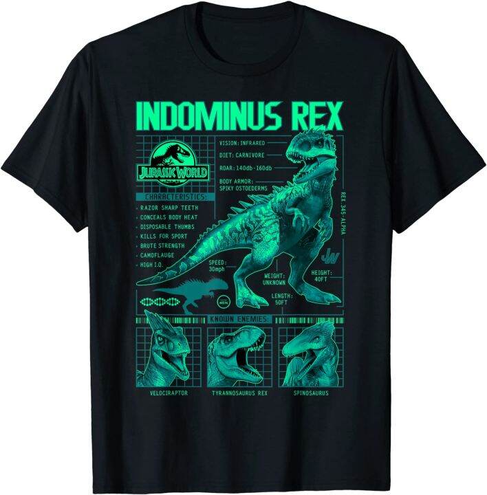 Jurassic World Indominus Rex Neon Schematic Cotton T Shirt For Men And ...