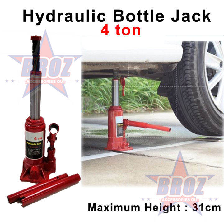 HEAVY DUTY HYDRAULIC BOTTLE CAR JACK - 4 TON (Maximum Height 31 cm ...