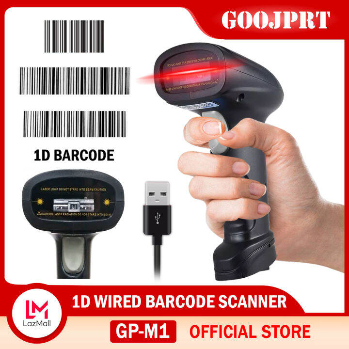GOOJPRT GP-M1 1D Barcode Scanner Wired USB Type Portable for POS P2P ...