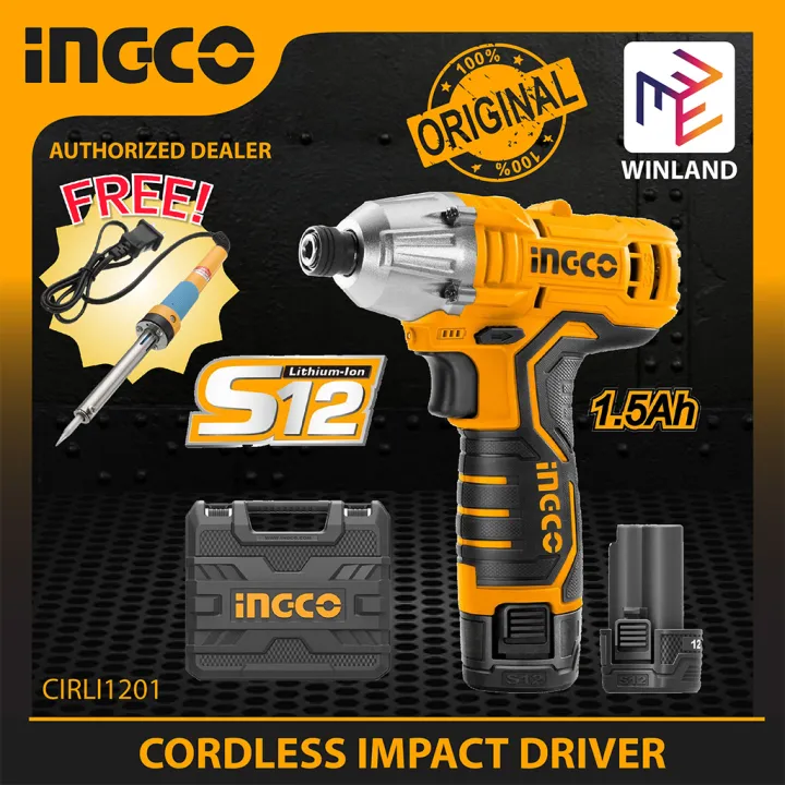 INGCO by Winland Lithium-Ion Impact Driver Power Tool 12V with Free ...