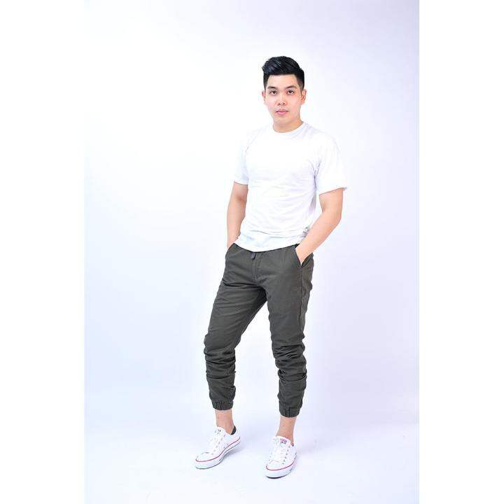 กางเกงขายาว Morotto ผ้า 100% Cotton ทรงขาจั๊ม สีเทาดำ | Lazada.co.th