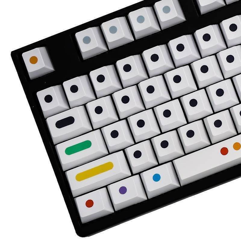 136 Keys White/Black Dot Keycaps Cherry Profile PBT อัพเกรด Five-sided ...