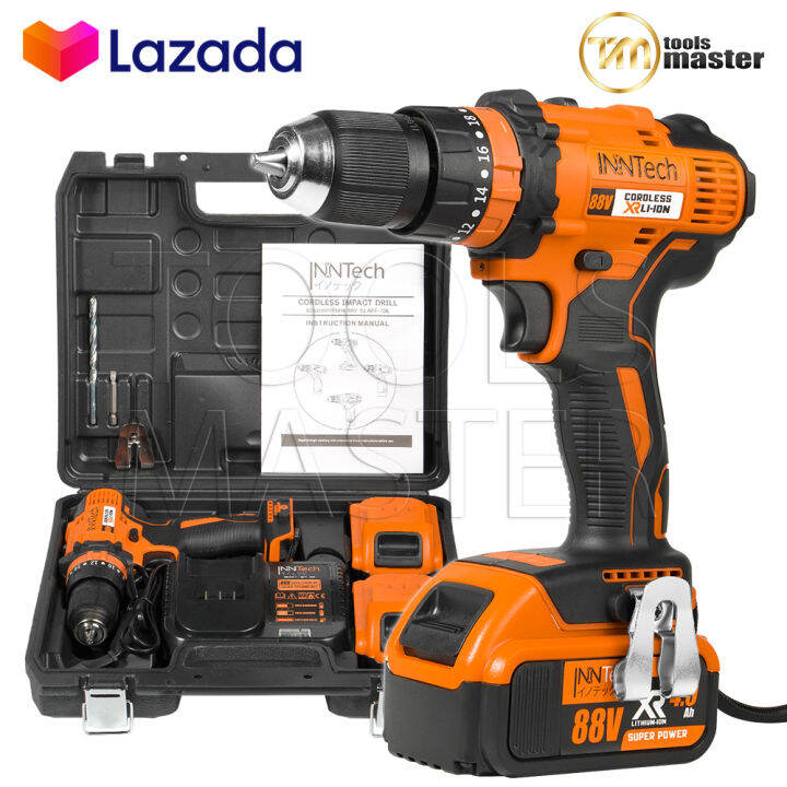 InnTech สว่านไร้สาย สว่าน สว่านกระแทก 3 ระบบ 88V **เจาะกระแทกได้** รุ่นใหม่! แบตเตอรี่ ลิเธียม ...