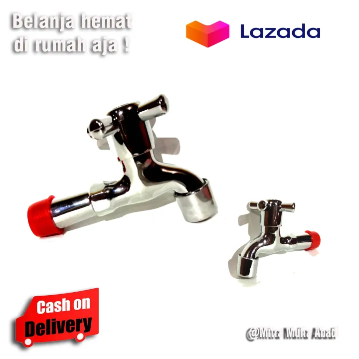Kran Air Putar Stainless 1/2 inci 0.5 l Keran Baling Cuci Tembok Taman ...