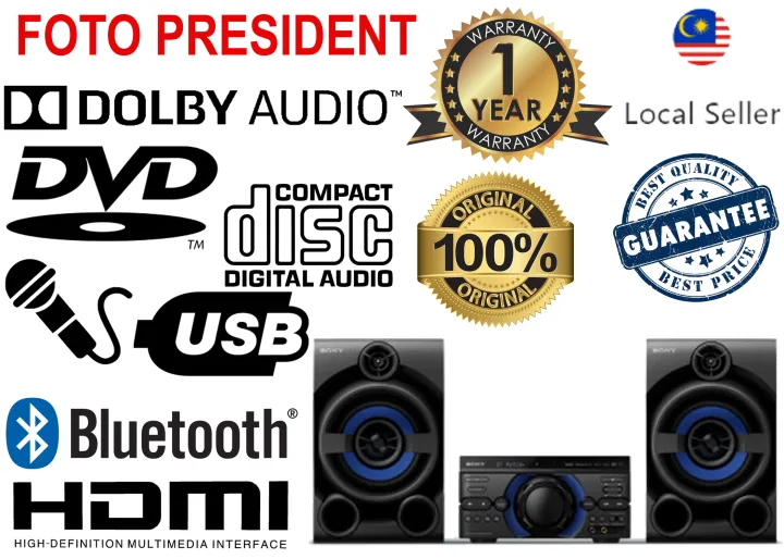 Sony MHC-M40D High Power Audio System with DVD Player/USB/Bluetooth ...