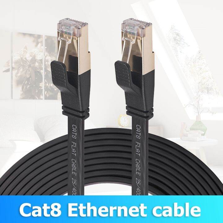 SFTP 40Gbps Cat8 Ethernet Cable Network LAN Patch Cord Gold Plated RJ45 Connector Cat 8 Flat ...