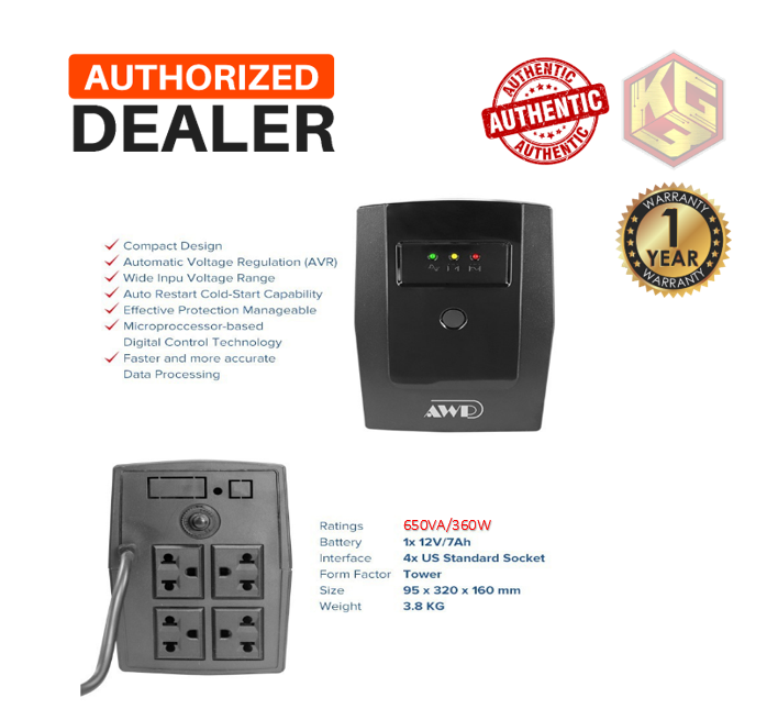 AWP WISE (AID650) 650VA/360W UPS | Lazada PH