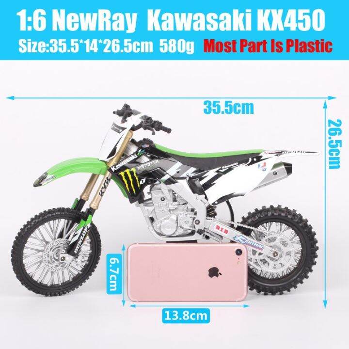 Newray Large Big 1:6 Scale Kawasaki KX450F Motocross Model Racing Dirt ...