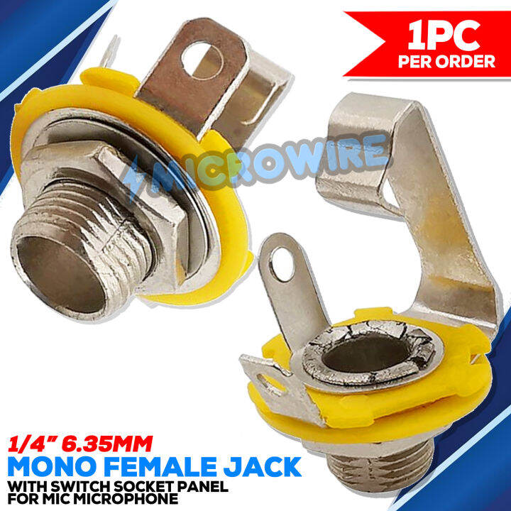 6.35mm Mono Female Jack with Switch Socket Panel for Microphone | Lazada PH