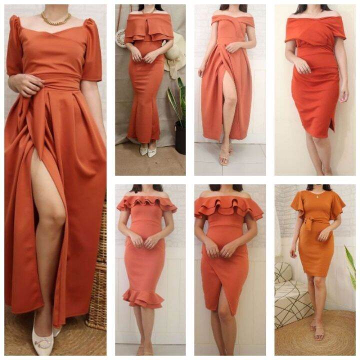 DARK RUST/RUSTY ORANGE COLOR FORMAL ENTOURAGE BRIDESMAID PARTY | Lazada PH